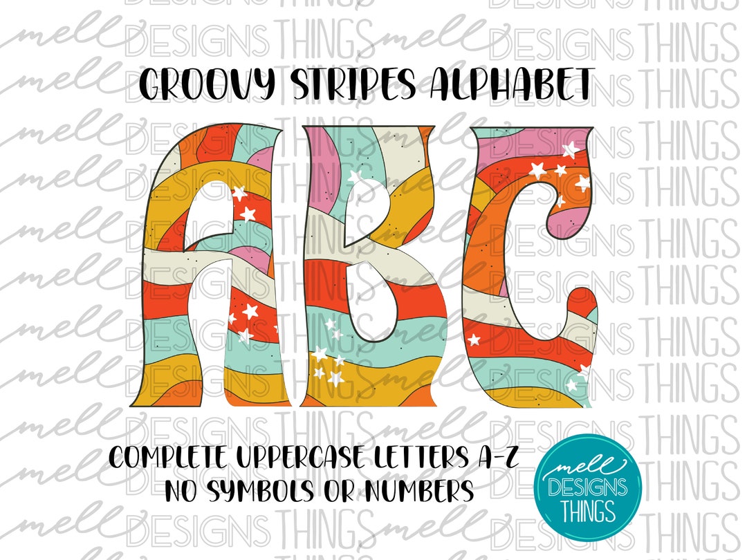 Groovy Stripes Alphabet Set | PNG Files, Upper Case (digital Download ...