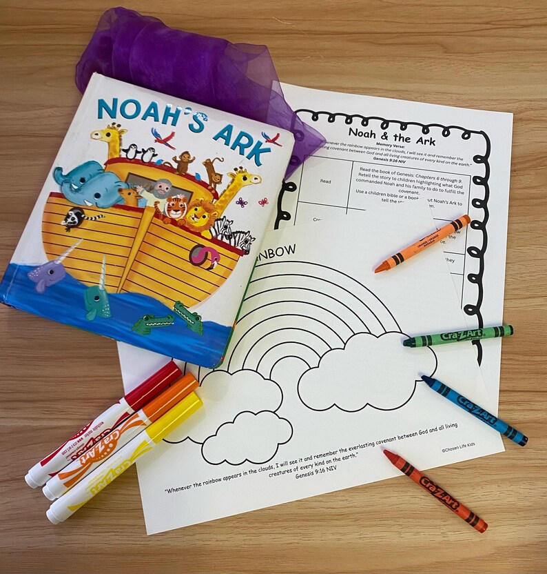 Noah and the Ark, Bible Story Coloring, Sunday School Crafts, Christian ...