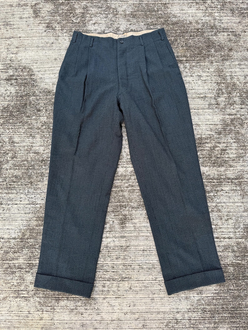 Vintage 1940s–50s Basket Weave Wool Pleated Trousers - Etsy UK