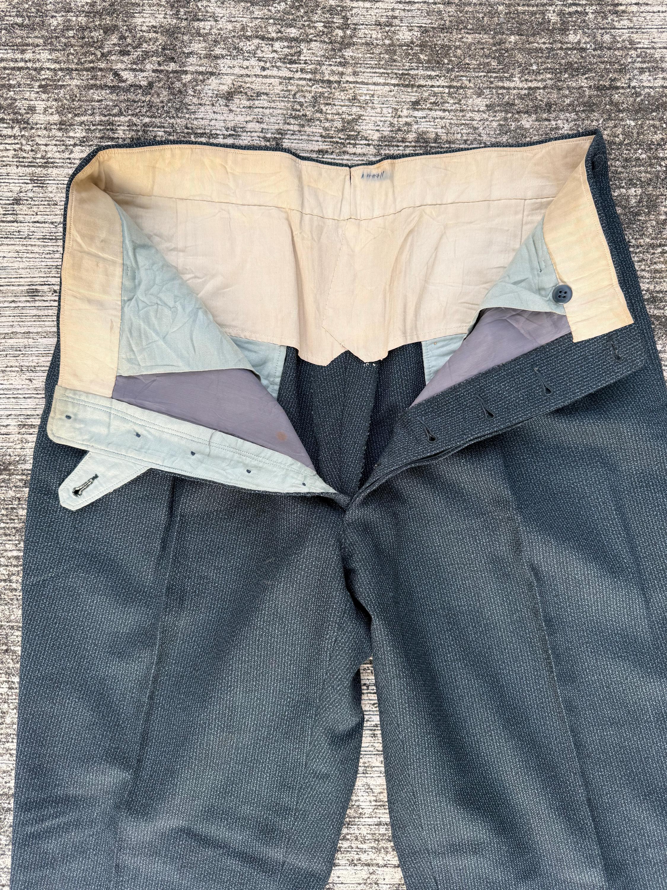 Vintage 1940s–50s Basket Weave Wool Pleated Trousers - Etsy UK
