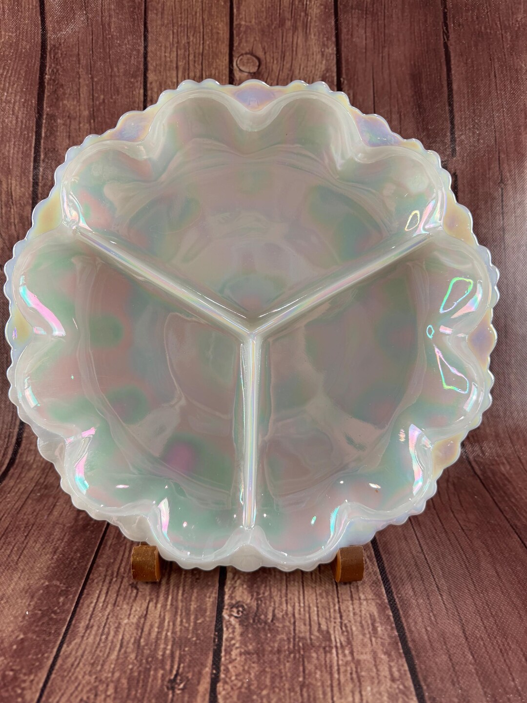 Vintage Iridescent Milk Glass Divided Relish Dish - 3 Section - Etsy