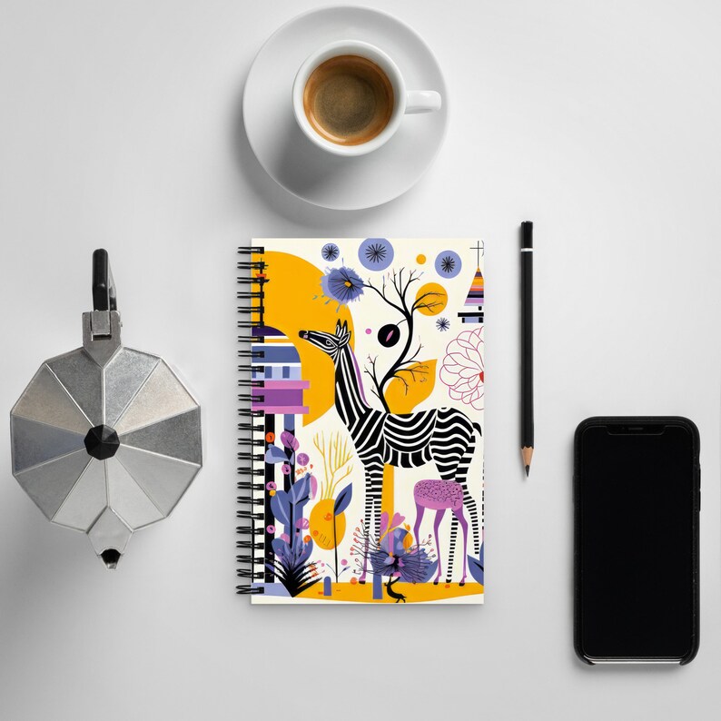 Spiral Notebook Journal Colorful Zebra AI Art Small Notebook Aesthetic ...