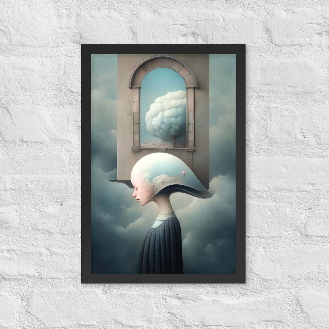 Framed Wall Art Surreal Cloud AI Art Wall Decor Posters for Room ...