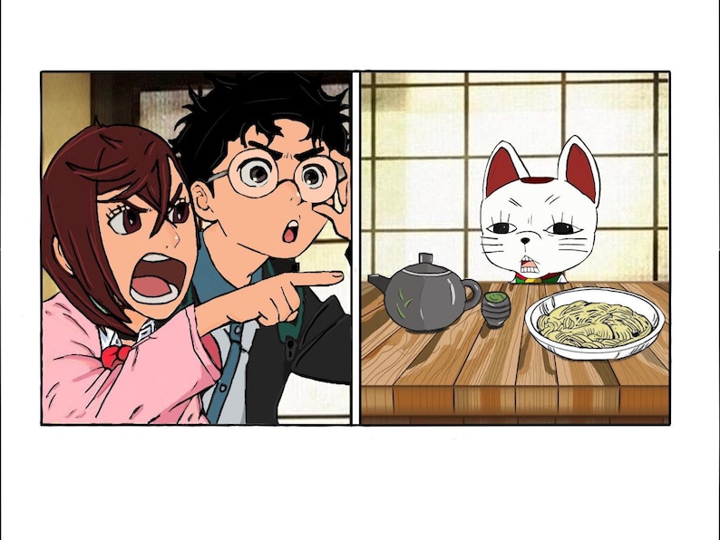 Dandadan Cat Meme Sticker: Turbo Granny, Momo, Okarun - Waterproof and ...