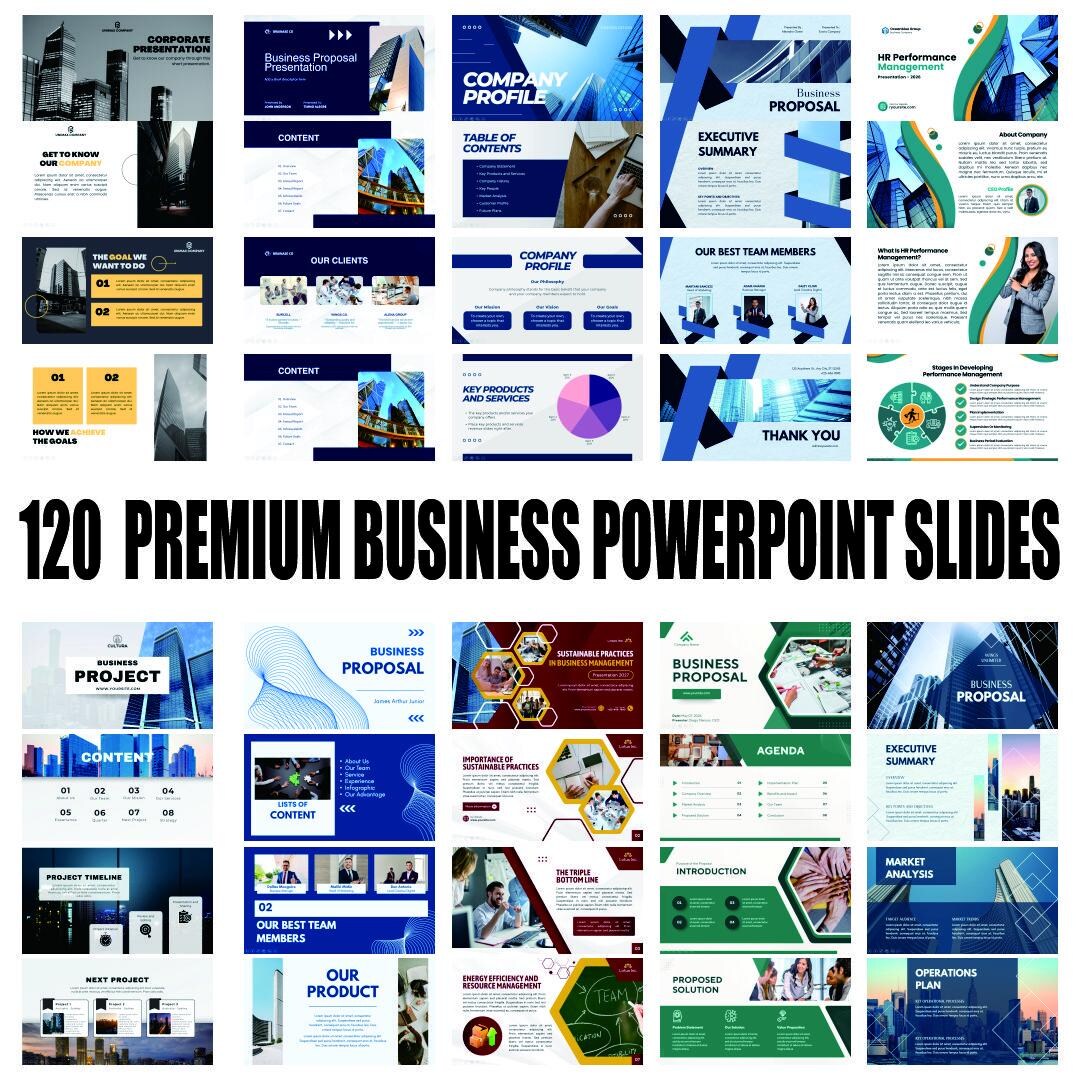 120 Premium Business Presentation Slides - Etsy