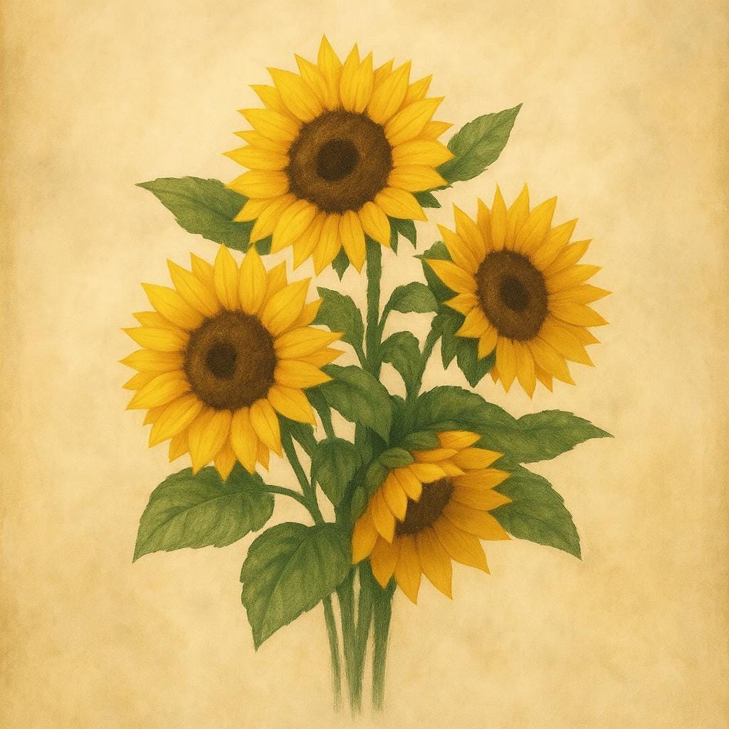 Sunflower Wall Art Printable, Botanical Digital Download, Rustic ...