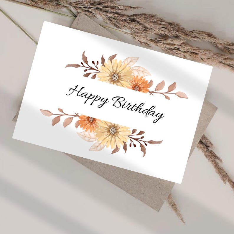 Floral Birthday Card: Bilingual English & Spanish (digital Download) - Etsy