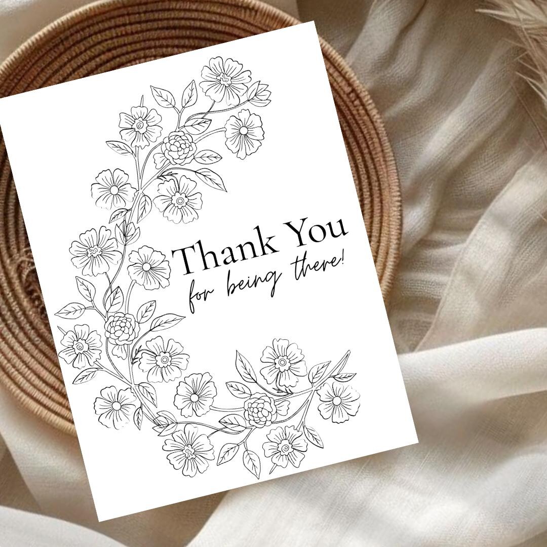 JW Printable Thank You Card Floral Line Art 5 X 7- Bilingual English ...