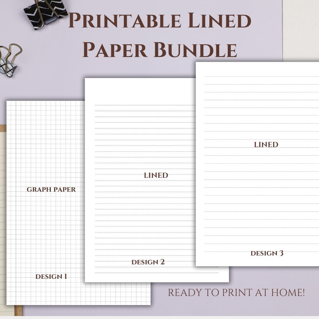 Printable Lined and Grid Paper- PDF - US and A4 - College Rule Notes ...