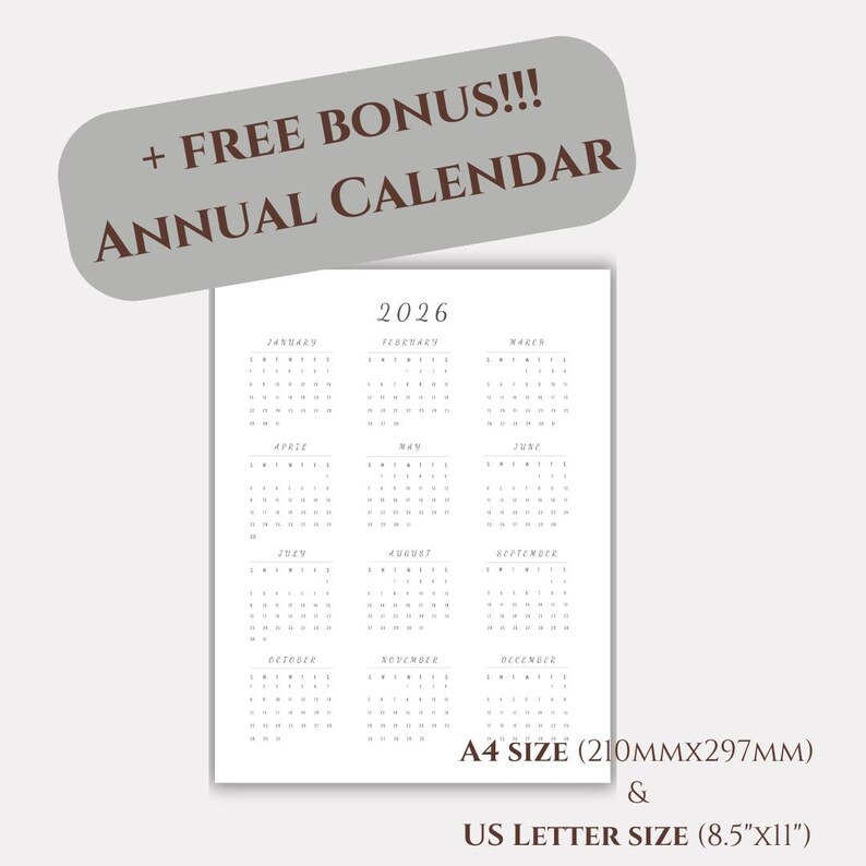 2026 Monthly Calendar Printable, Watercolor Floral , Desk and Wall ...
