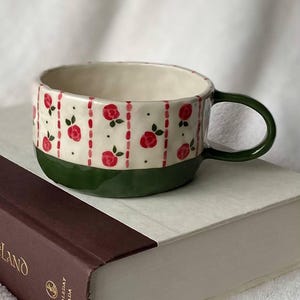 Handmade Ceramic Rose Mug: Unique Floral Pottery Coffee Cup - Etsy