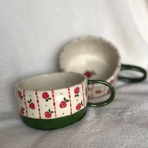 Handmade Ceramic Rose Mug: Unique Floral Pottery Coffee Cup - Etsy