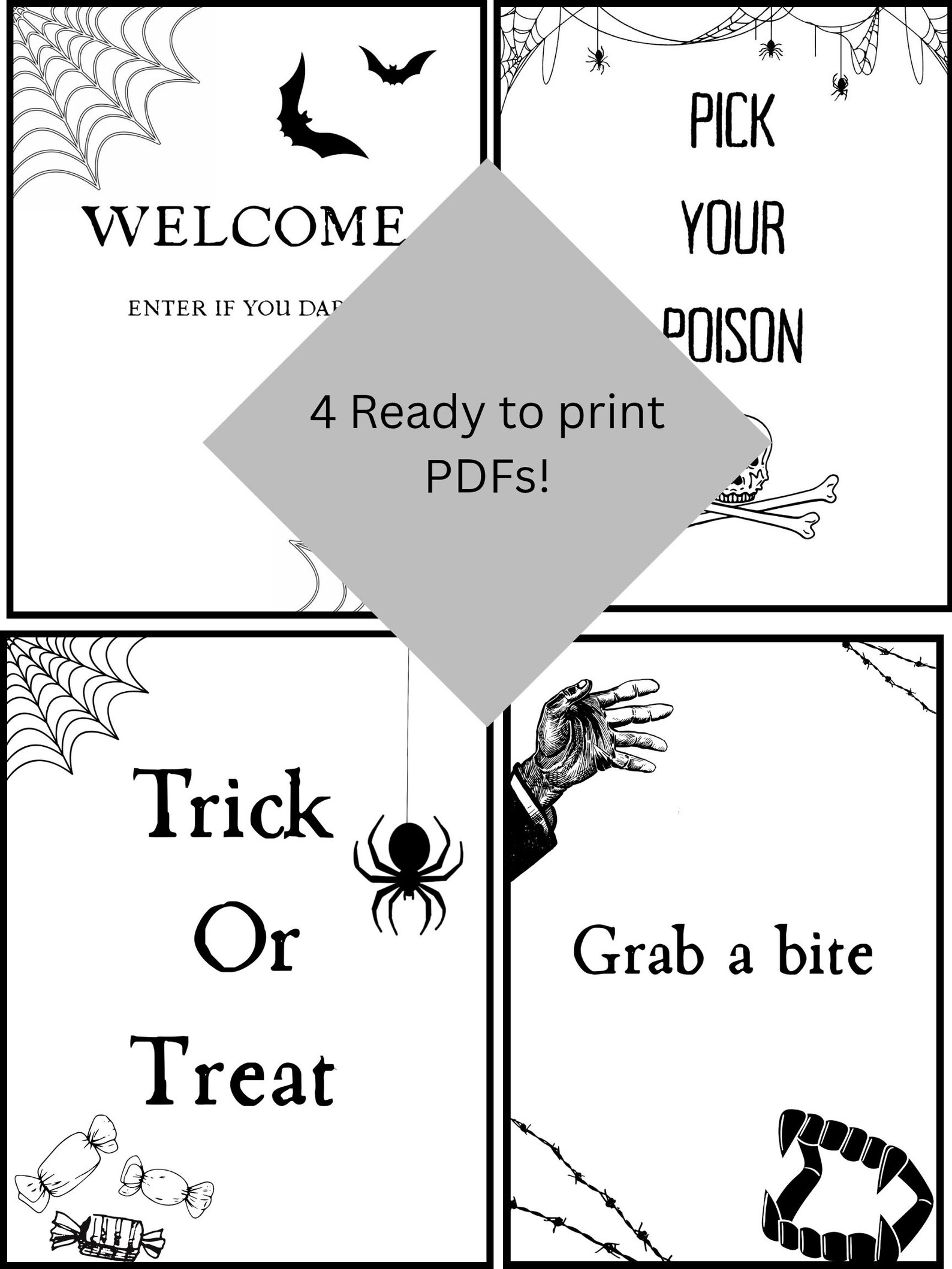 Spooky Halloween Party Sign Bundle! 4 Printable Pdfs! - Etsy