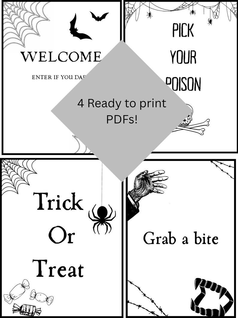 Spooky Halloween Party Sign Bundle! 4 Printable Pdfs! - Etsy