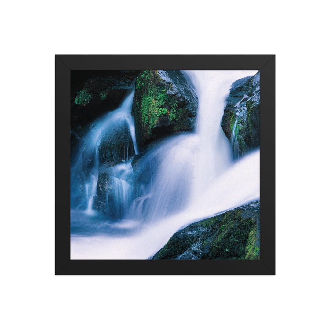 Waterfall Framed Poster: Modern Nature Photography, Ayous Wood Frame - Etsy