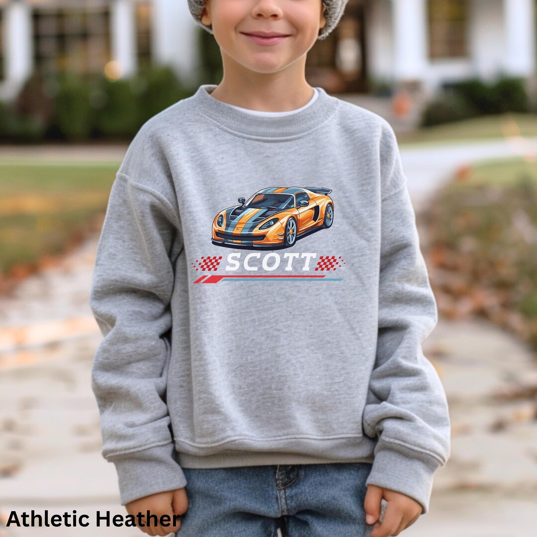 Personalized Crew Neck Sweatshirt, Toddler Boys Race Car Shirt, Racing ...