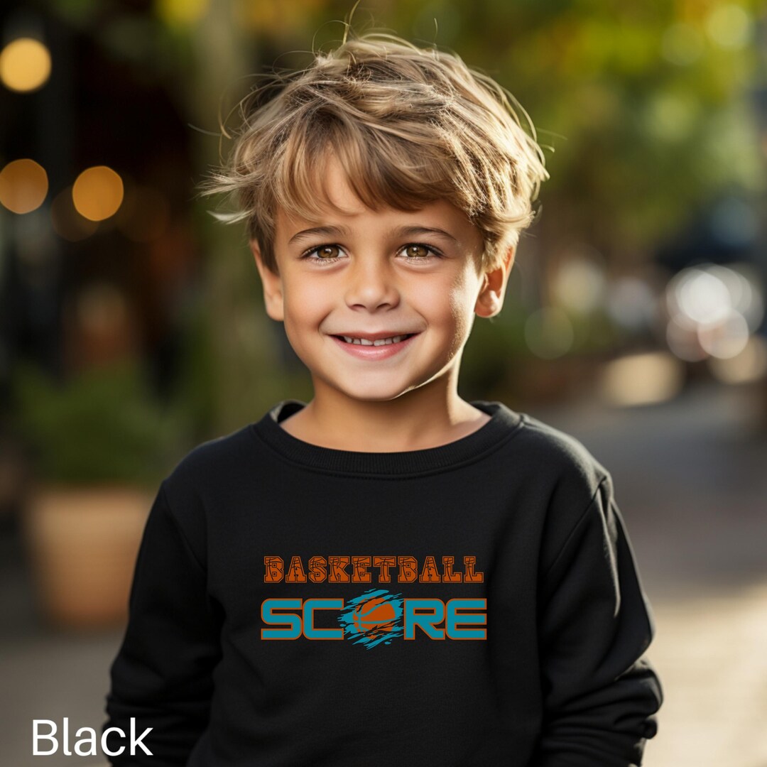 Basketball Score Kids Sweatshirt, Boys Girls Sports Crewneck, Fun ...