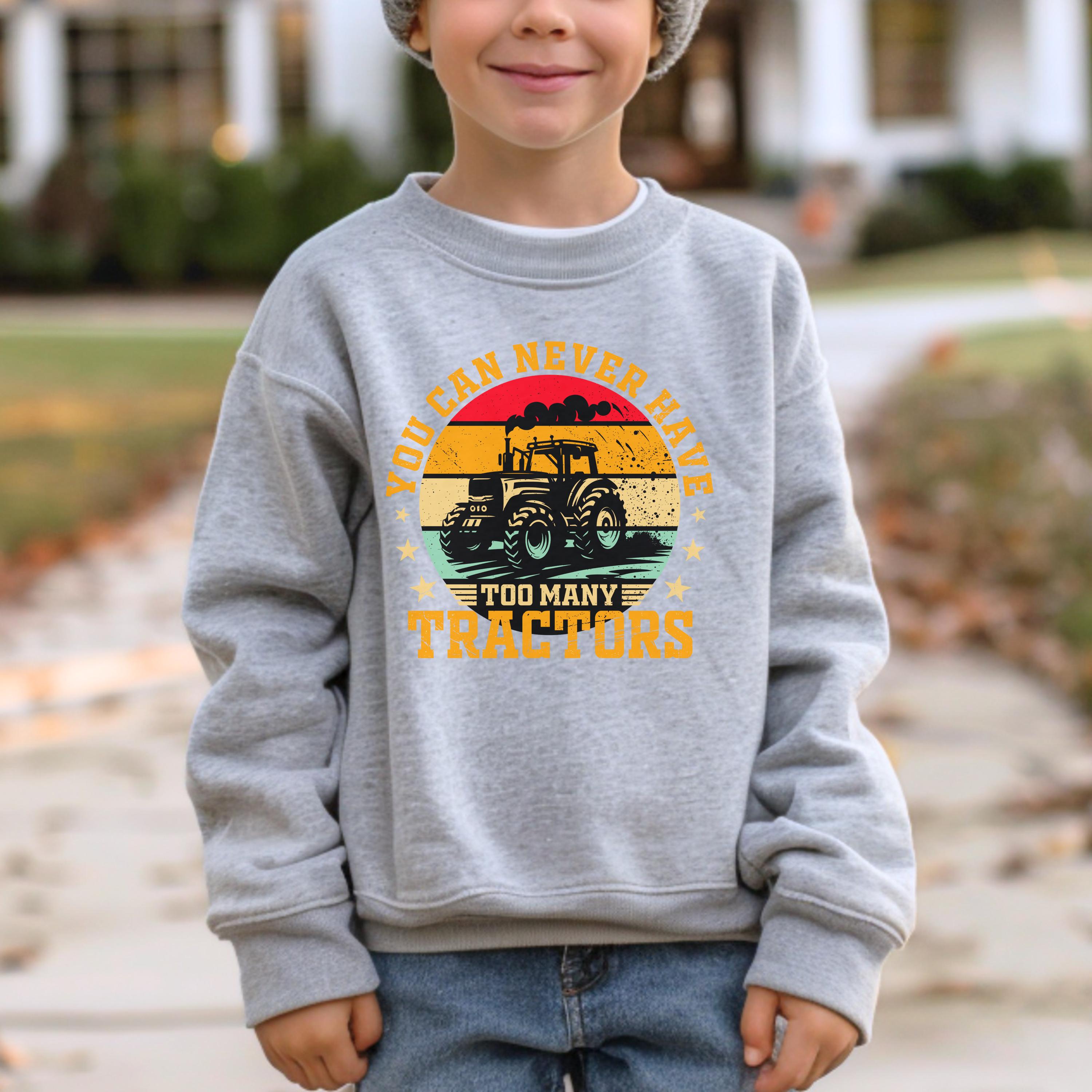 You Can Never Have Too Many Tractors Sweatshirt, Retro Farm Tractor ...