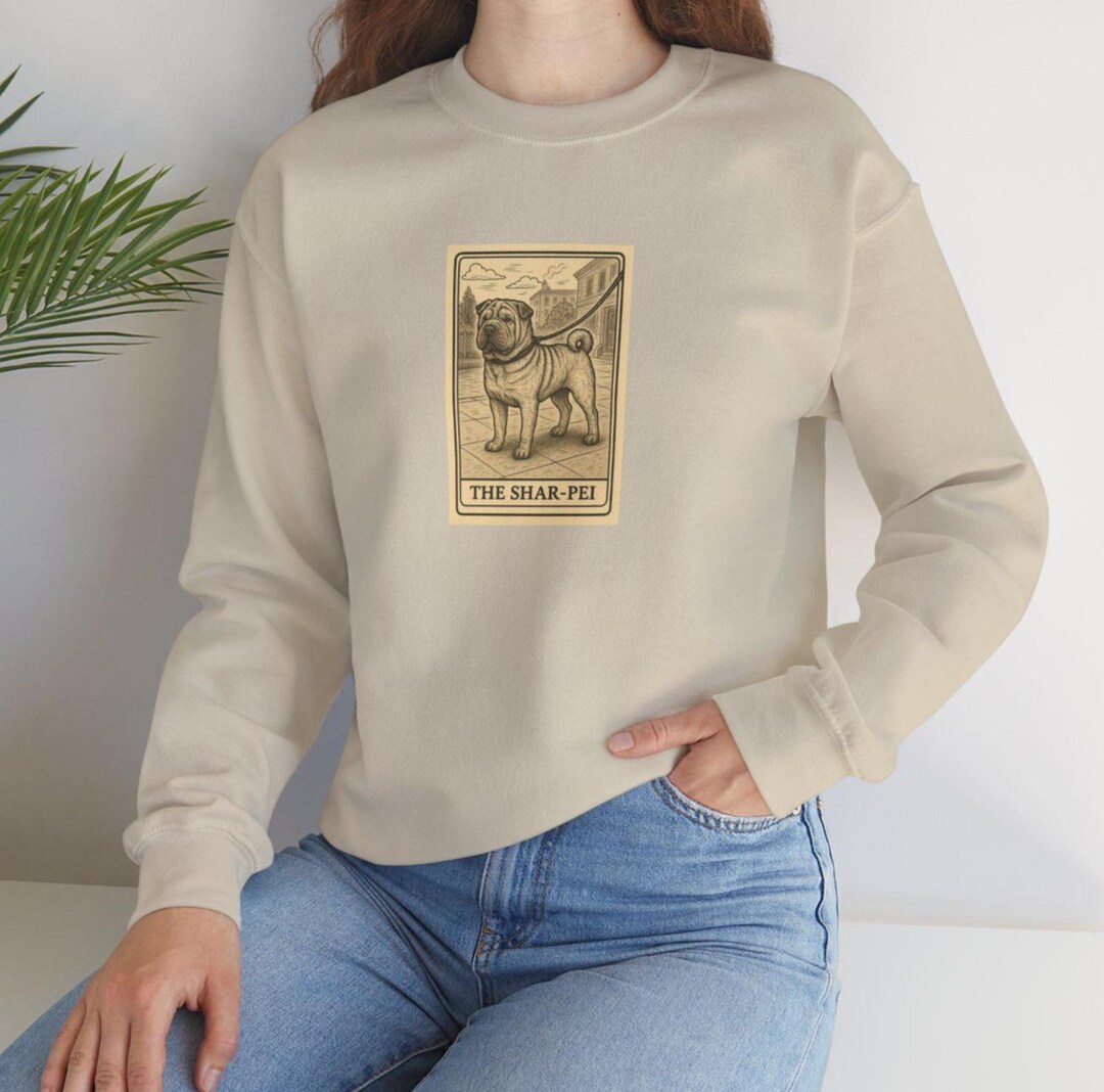 Shar Pei Vintage Tarot Card Dog Illustration Sweatshirt | Dog Card ...