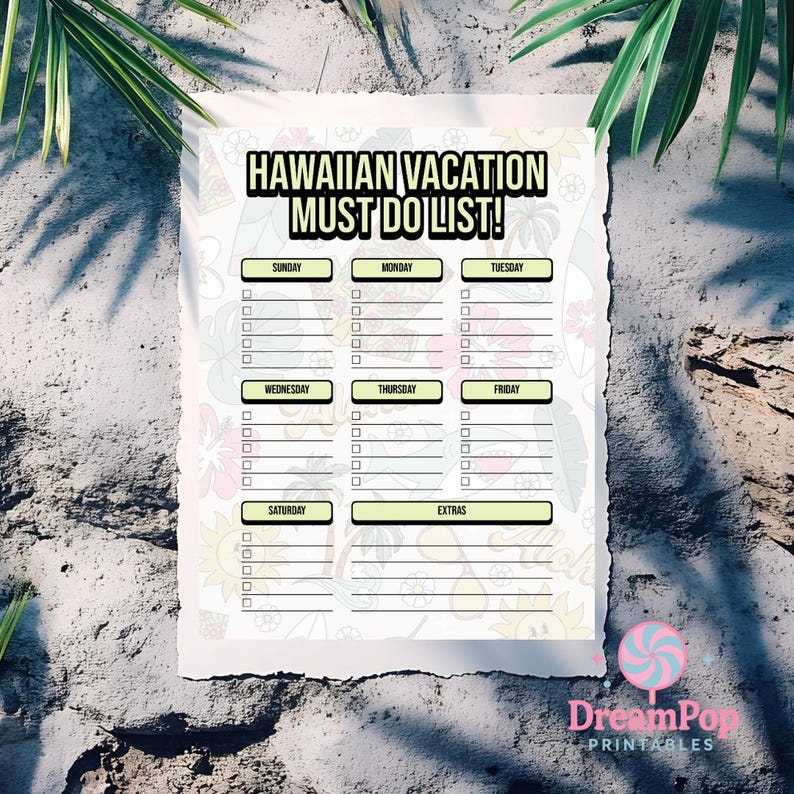 Hawaiian Vacation Must Do List Printable PDF, Travel Planner Checklist ...