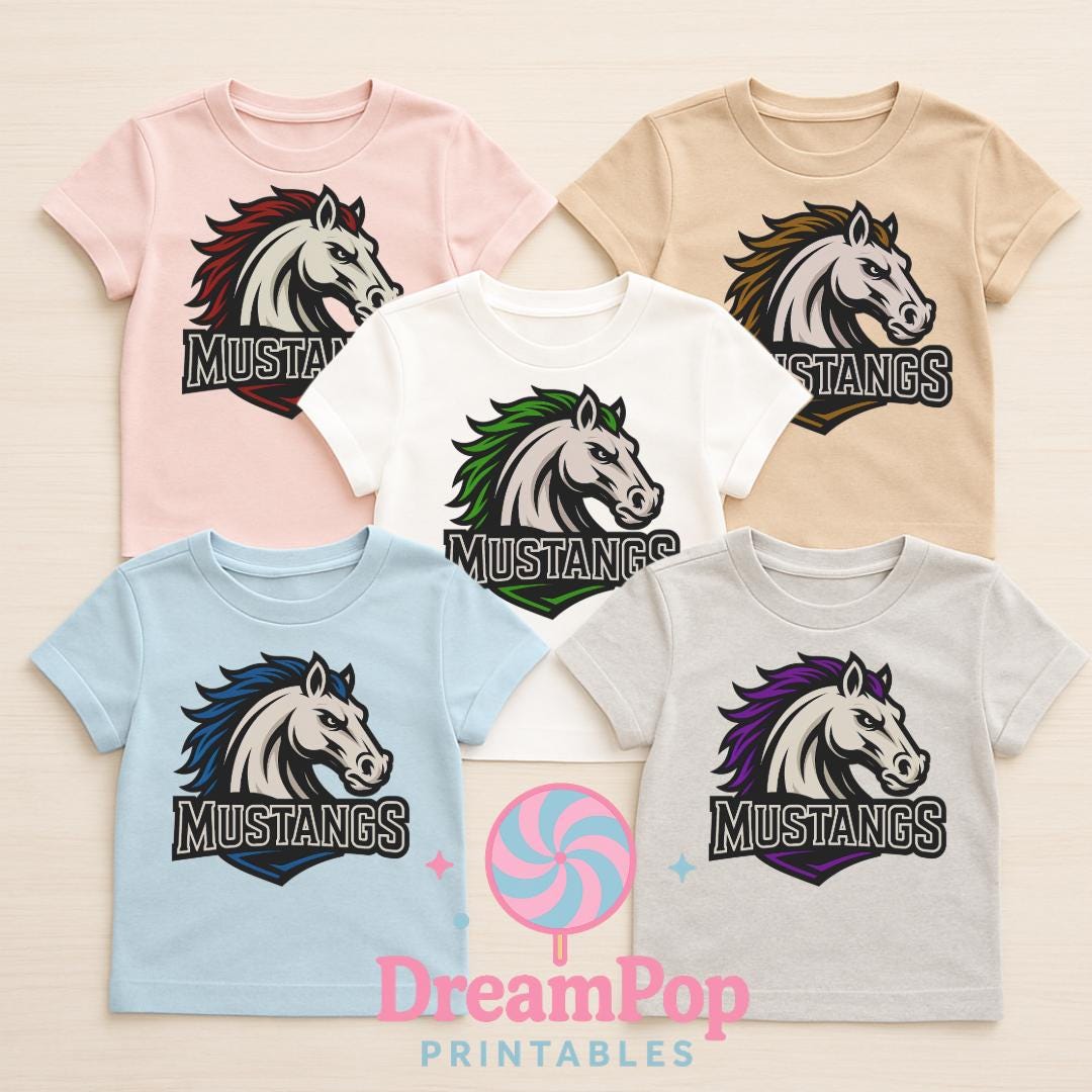 Mustangs Mascot PNG Bundle | 5 Team Colors | School Spirit Logos ...