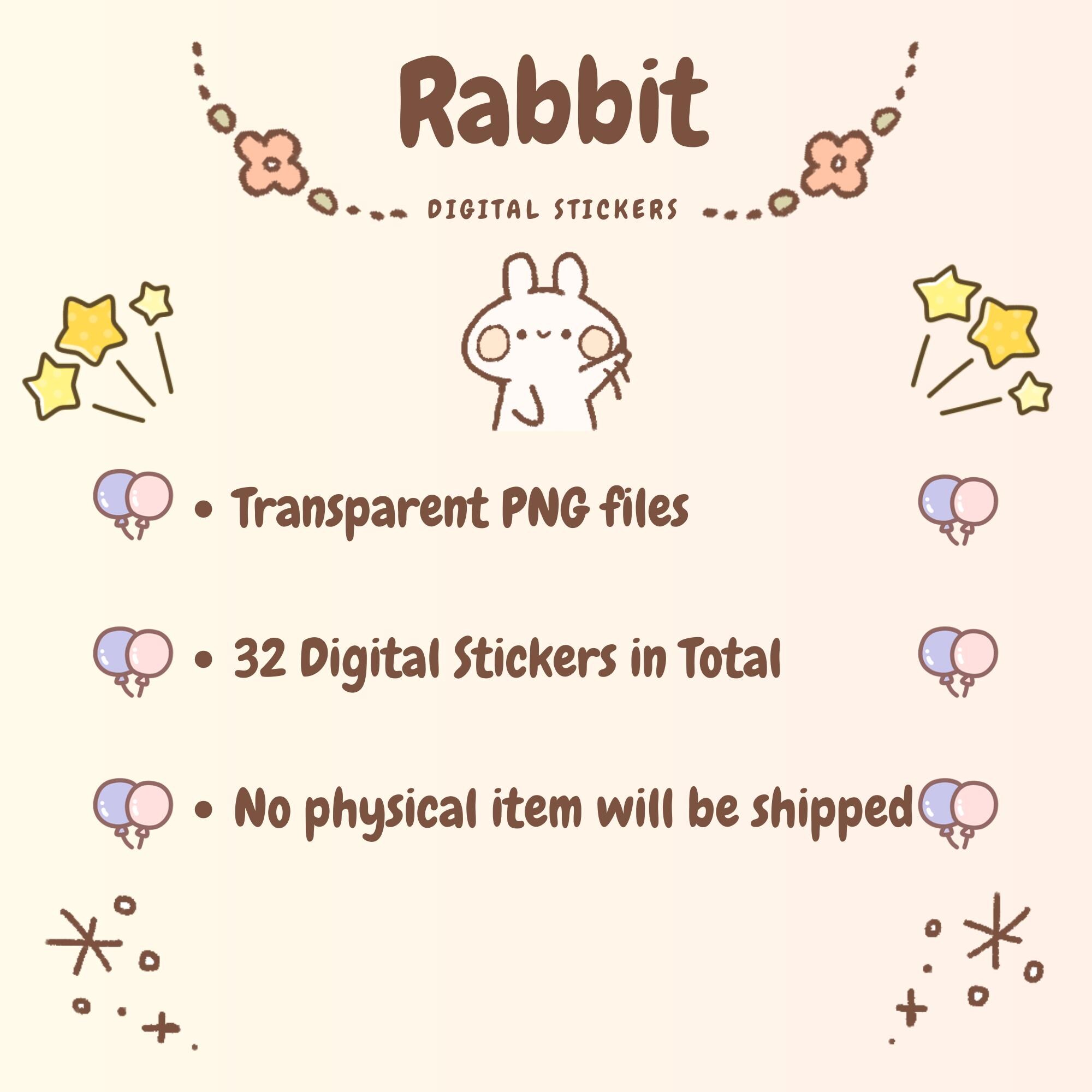 Cute Bunny Digital Stickers | Pre-cropped PNG Stickers for Goodnotes ...