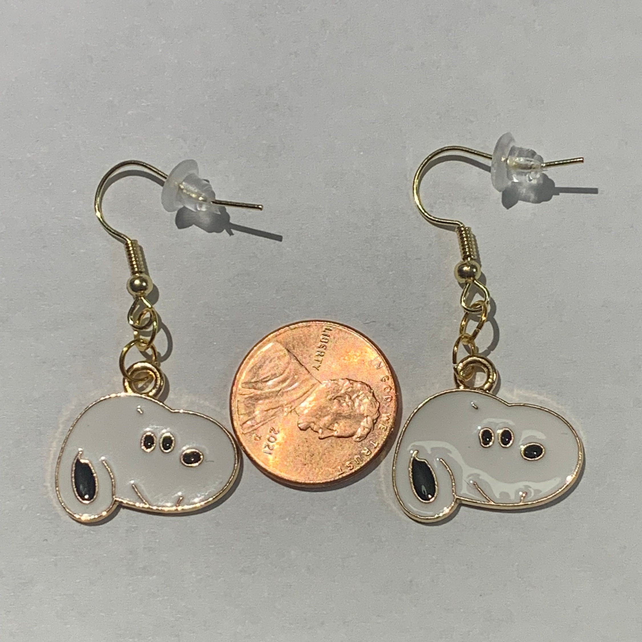 Peanuts Snoopy Earrings With Gold Accents - Etsy