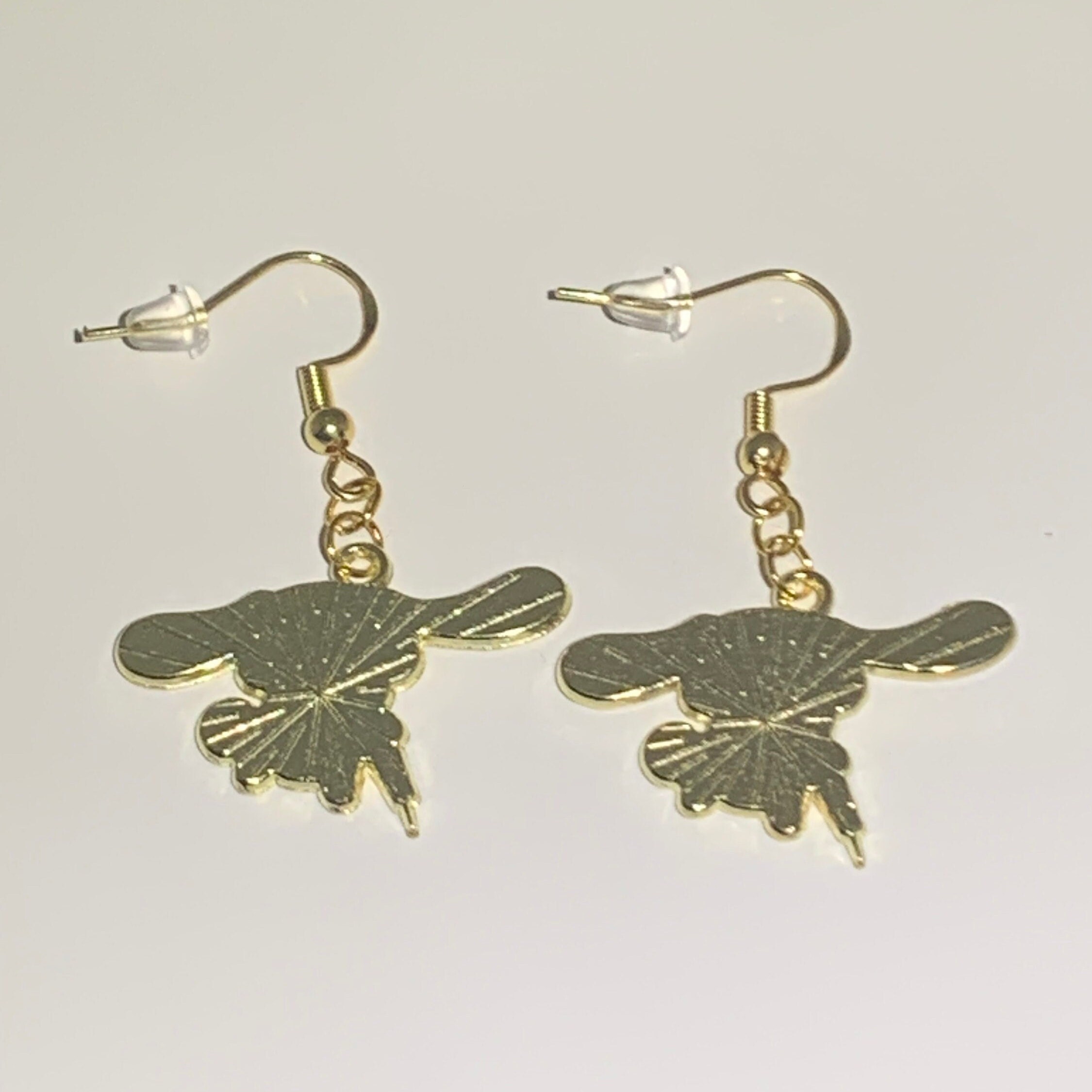 Sanrio Singing Cinnamoroll Holding Purple Mic Earrings With Gold ...