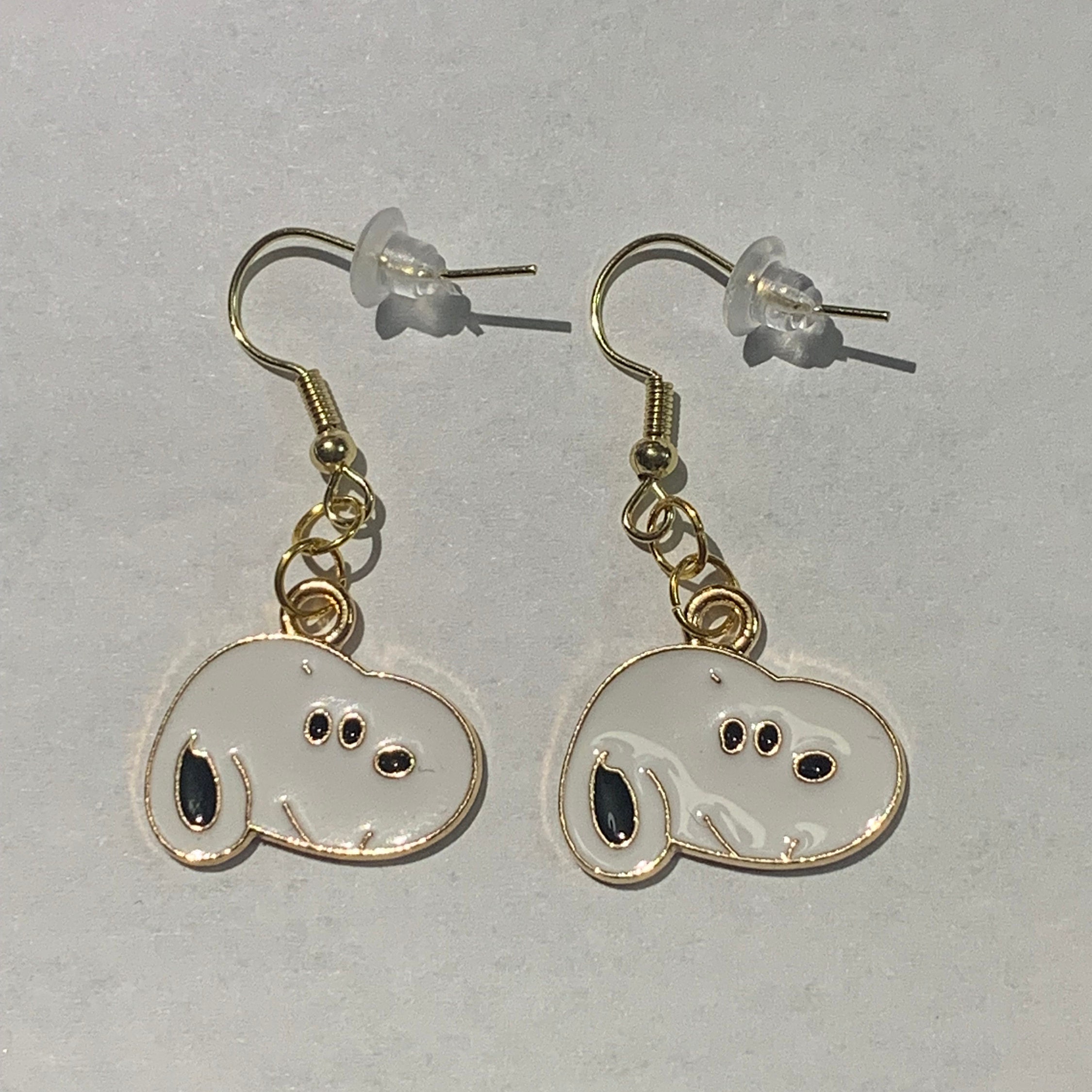 Peanuts Snoopy Earrings With Gold Accents - Etsy