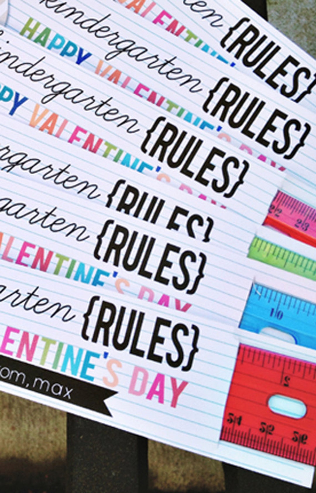 DIY Kindergarten Through 4th Grade Rules: Valentine's Day Ruler Card - Etsy