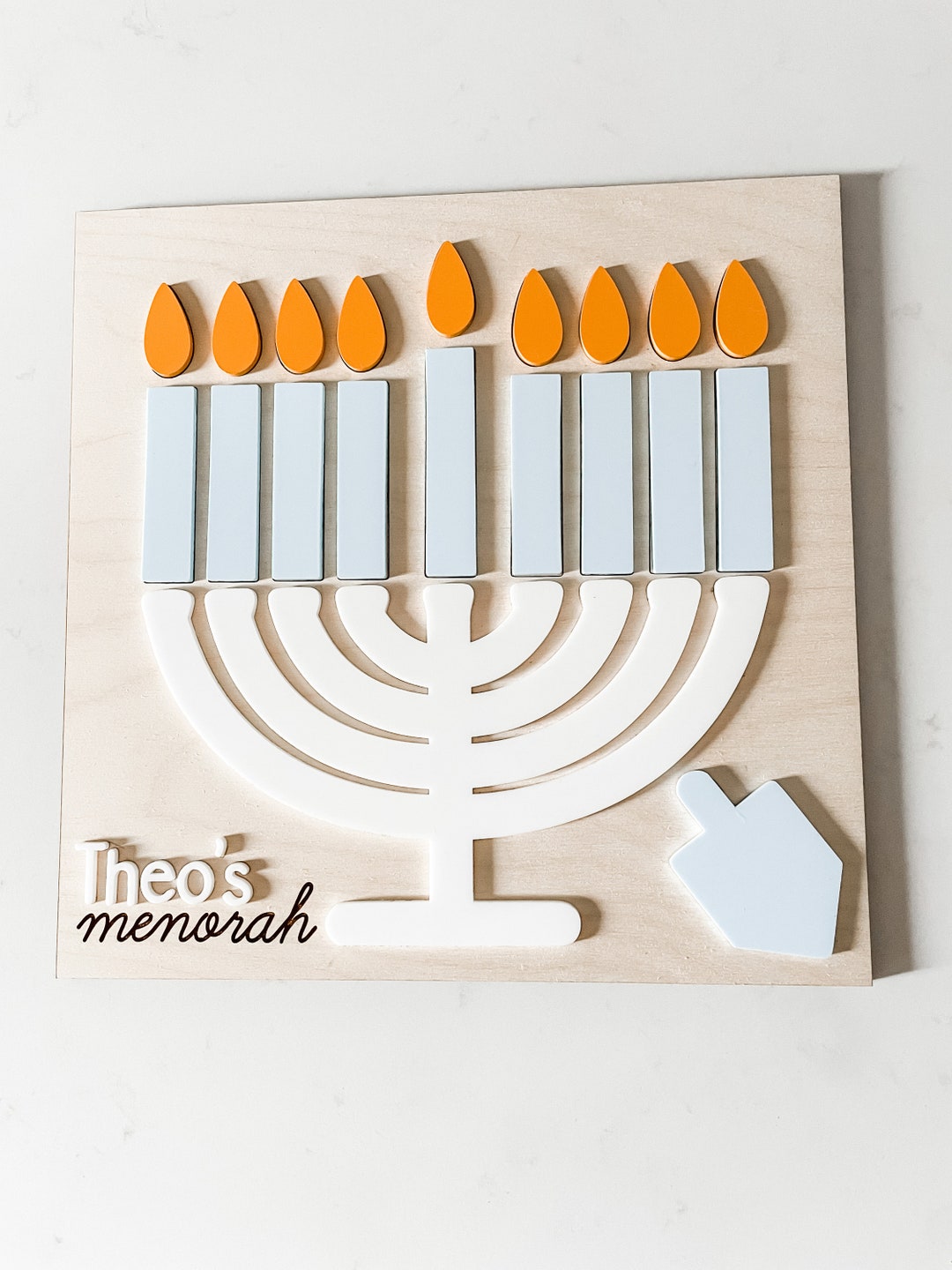 Personalized Hanukkah Menorah Wood Toy Set Child Menorah Menorah Puzzle ...