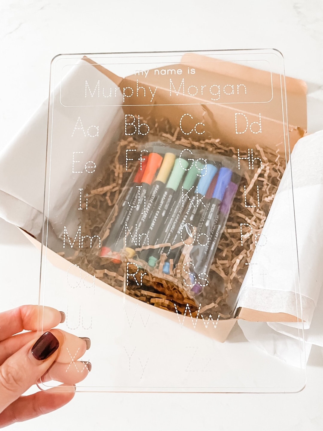 Personalized Acrylic Dry Erase Name and Alphabet Handwriting Board - Etsy