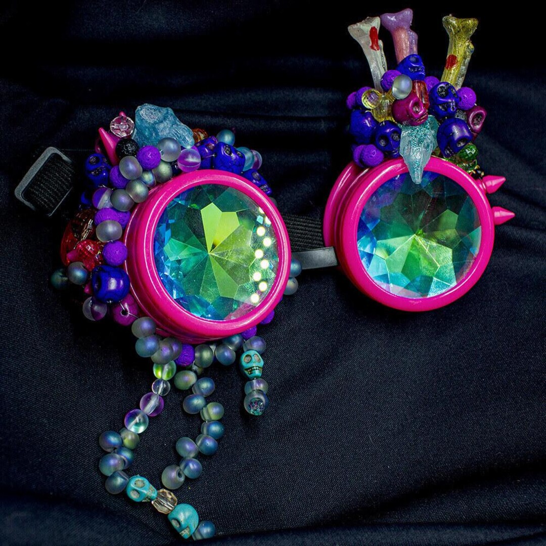 Tears Goggles — Beaded, Resin Bones & Wire Detail, Wearable Art - Etsy