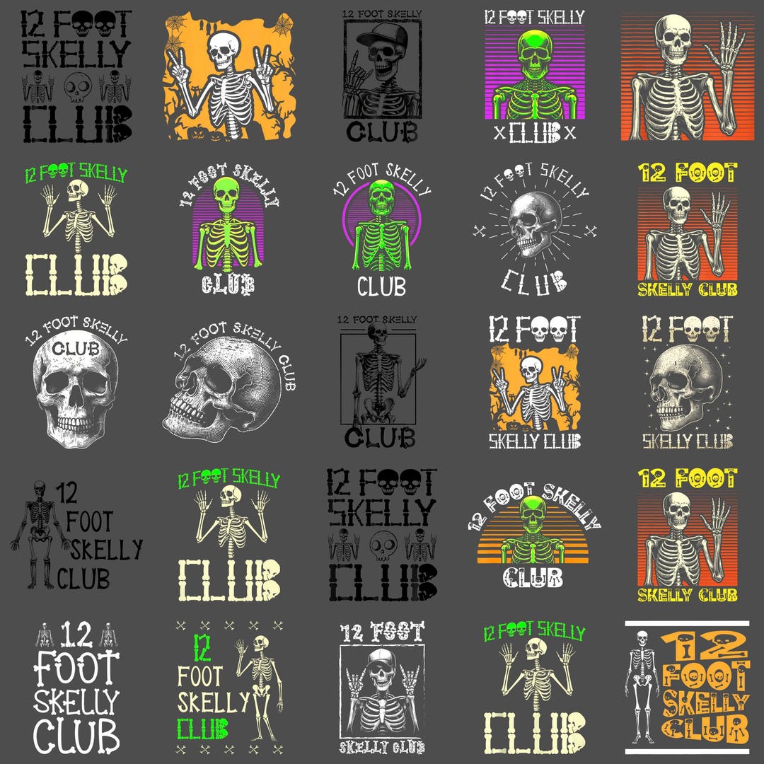 12 Foot Skelly Club PNG, Funny Skeleton Halloween Sublimation Design ...
