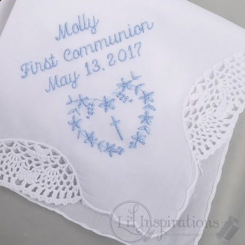 1st Communion Gift for Girl First Communion Handkerchief - Etsy