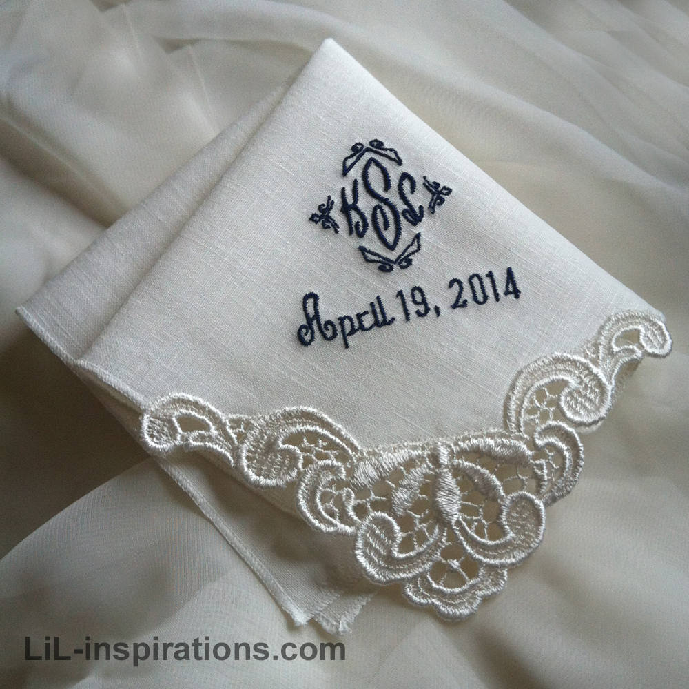 Embroidered Wedding Handkerchief Gift for Bride | Mother of the Bride ...