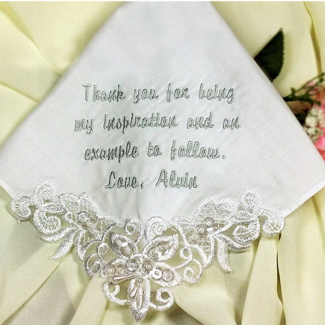 Personalized Wedding Handkerchief From Groom to Mother H9201 Cotton - Etsy