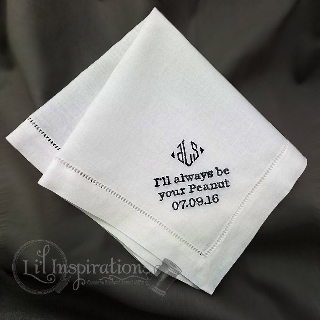 Embroidered Pocket Handkerchief, Linen Monogrammed Pocket Square, Mans ...