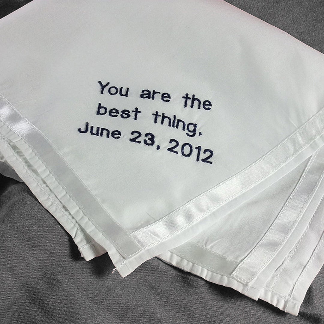 Mens Monogrammed Hankerchief for Wedding Gift, Custom Pocket Square ...