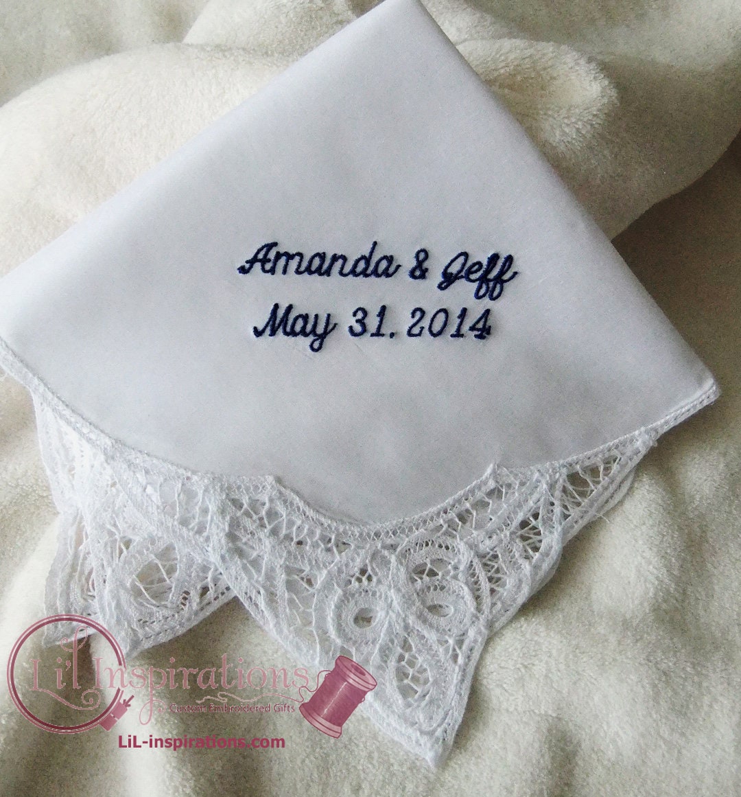 Monogrammed Wedding Handkerchief Personalized Hankerchief for Mother of ...