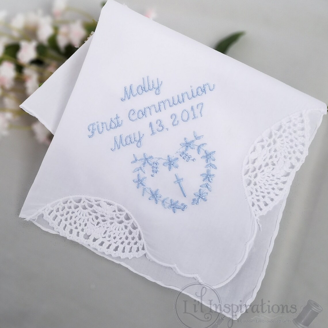1st Communion Gift for Girl | First Communion Handkerchief - Perfect ...