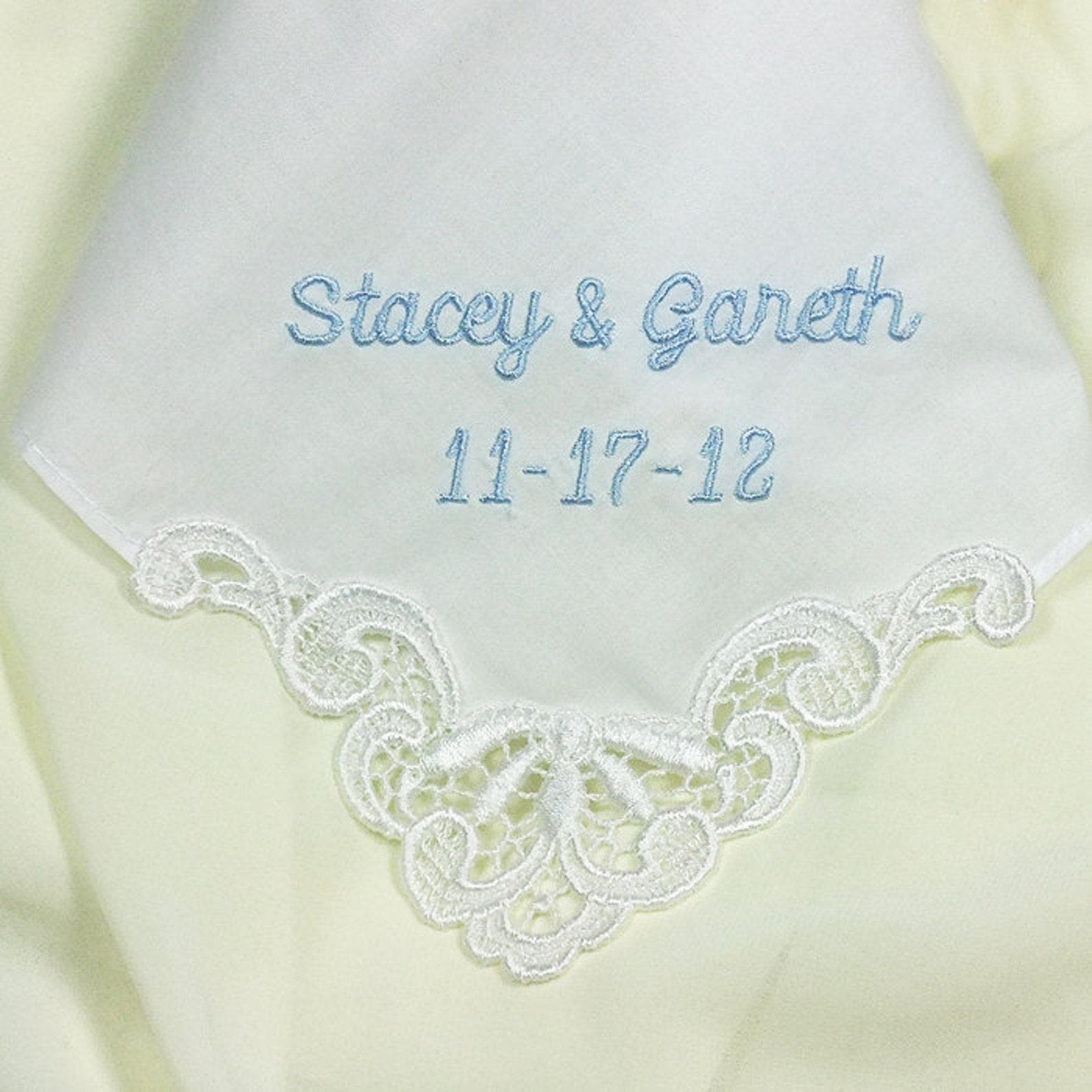Personalized Wedding Handkerchief for Bride Something Blue - Soft ...