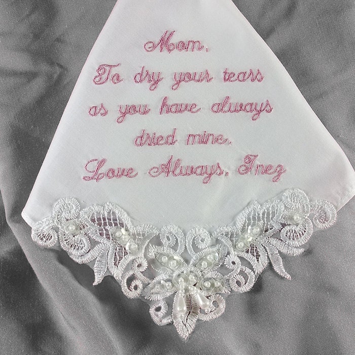 Embroidered Wedding Handkerchief, Personalized Wedding Hankerchief for ...