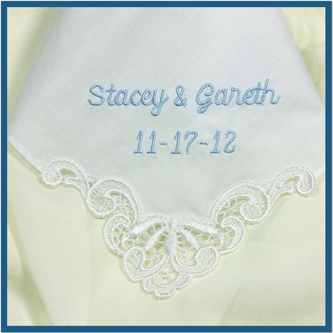 Personalized Wedding Handkerchief - Bridal Hanky - Hankie Custom ...