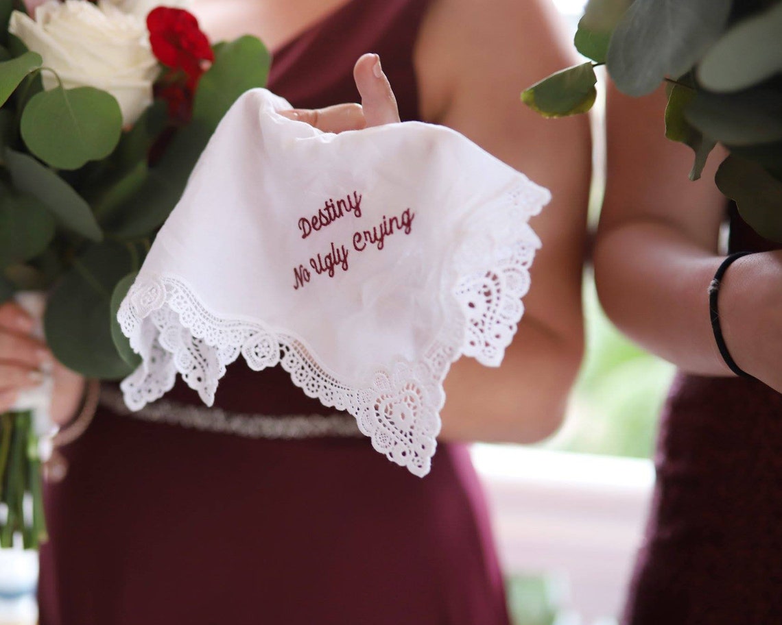 No Ugly Crying Handkerchief Embroidered Bridesmaid - Etsy