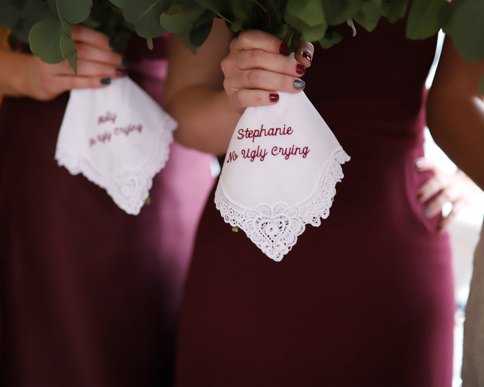 No Ugly Crying Handkerchief Embroidered Bridesmaid Hankerchiefs ...