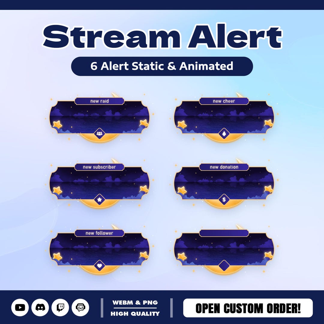 Starry Ocean Animated Stream Alerts for Twitch Kick Youtube – Floating ...
