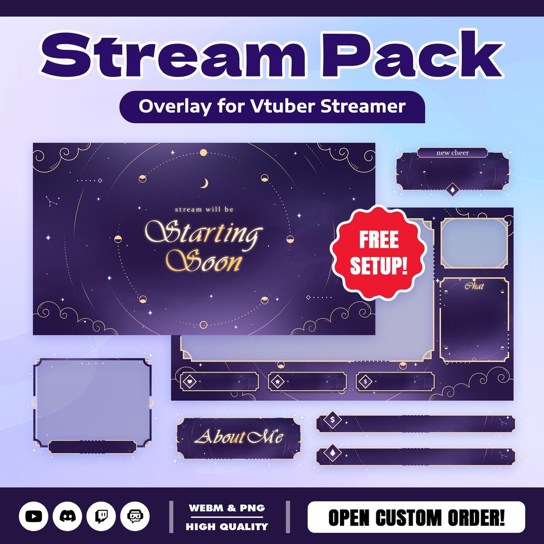 Mystic Galaxy Stream Overlay Pack for Twitch Youtube Kick OBS ...