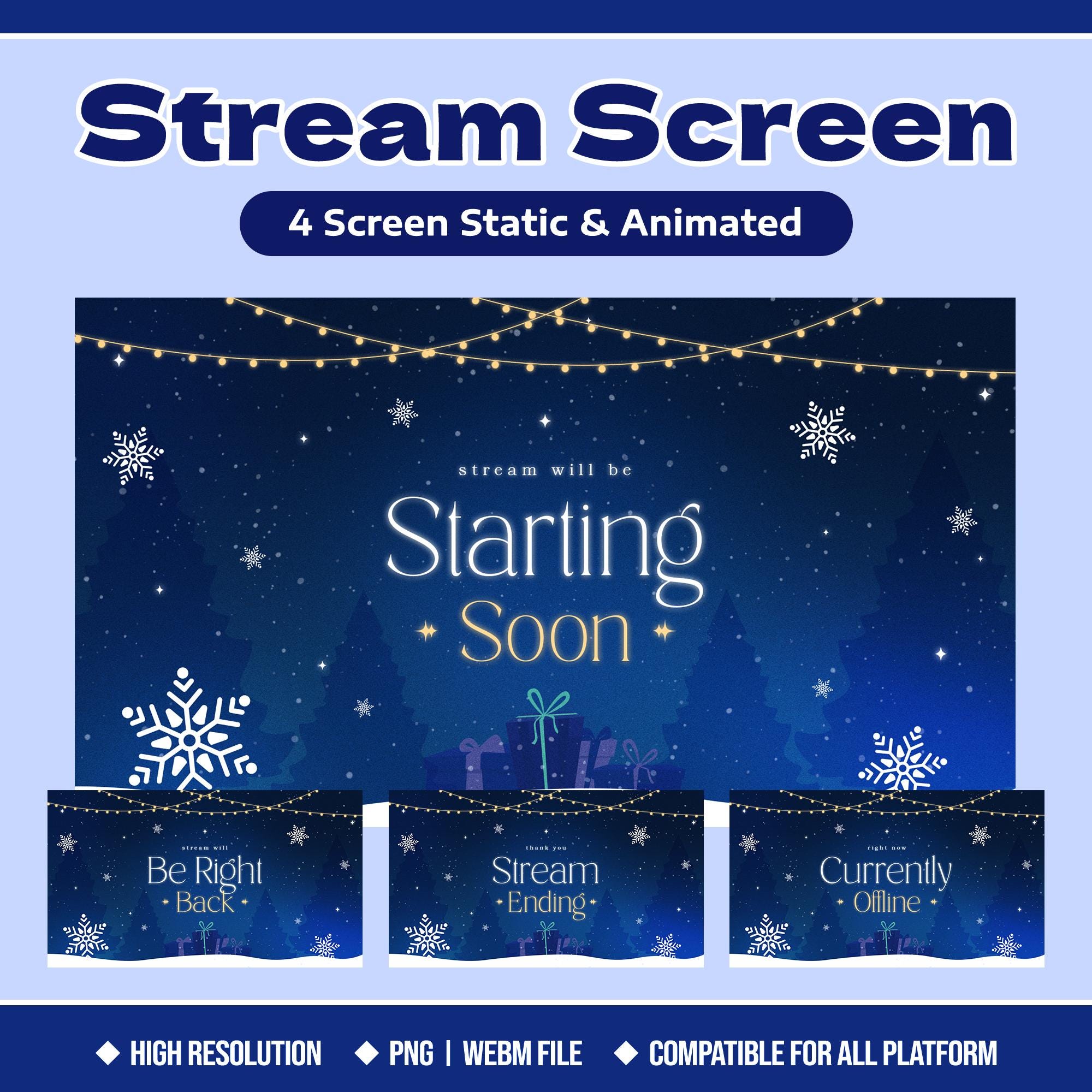Winter Christmas Animated Stream Overlay Pack for Twitch Youtube Kick ...