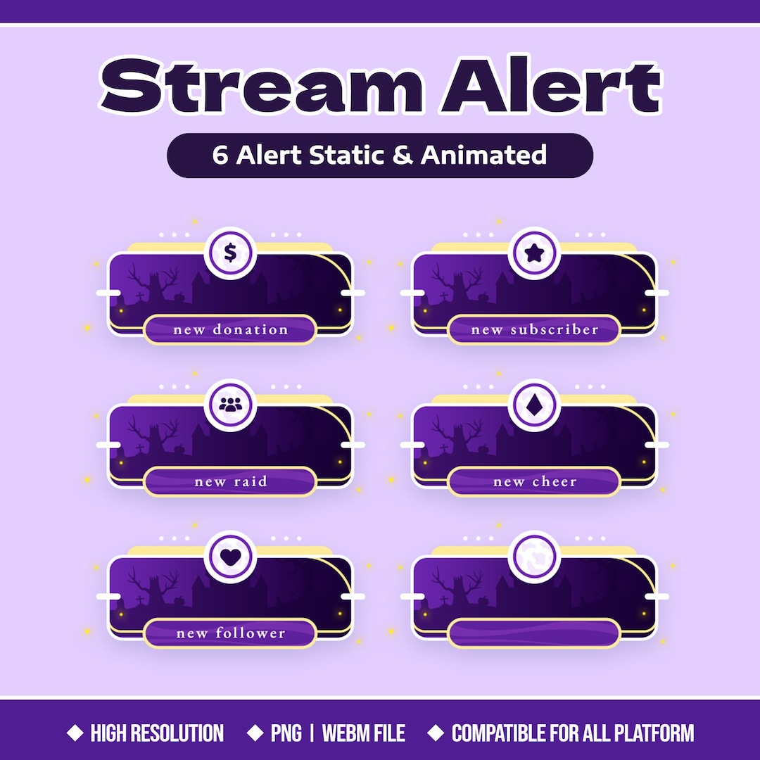 Spooky Night Animated Stream Alerts for Twitch Kick Youtube – Pop-up ...